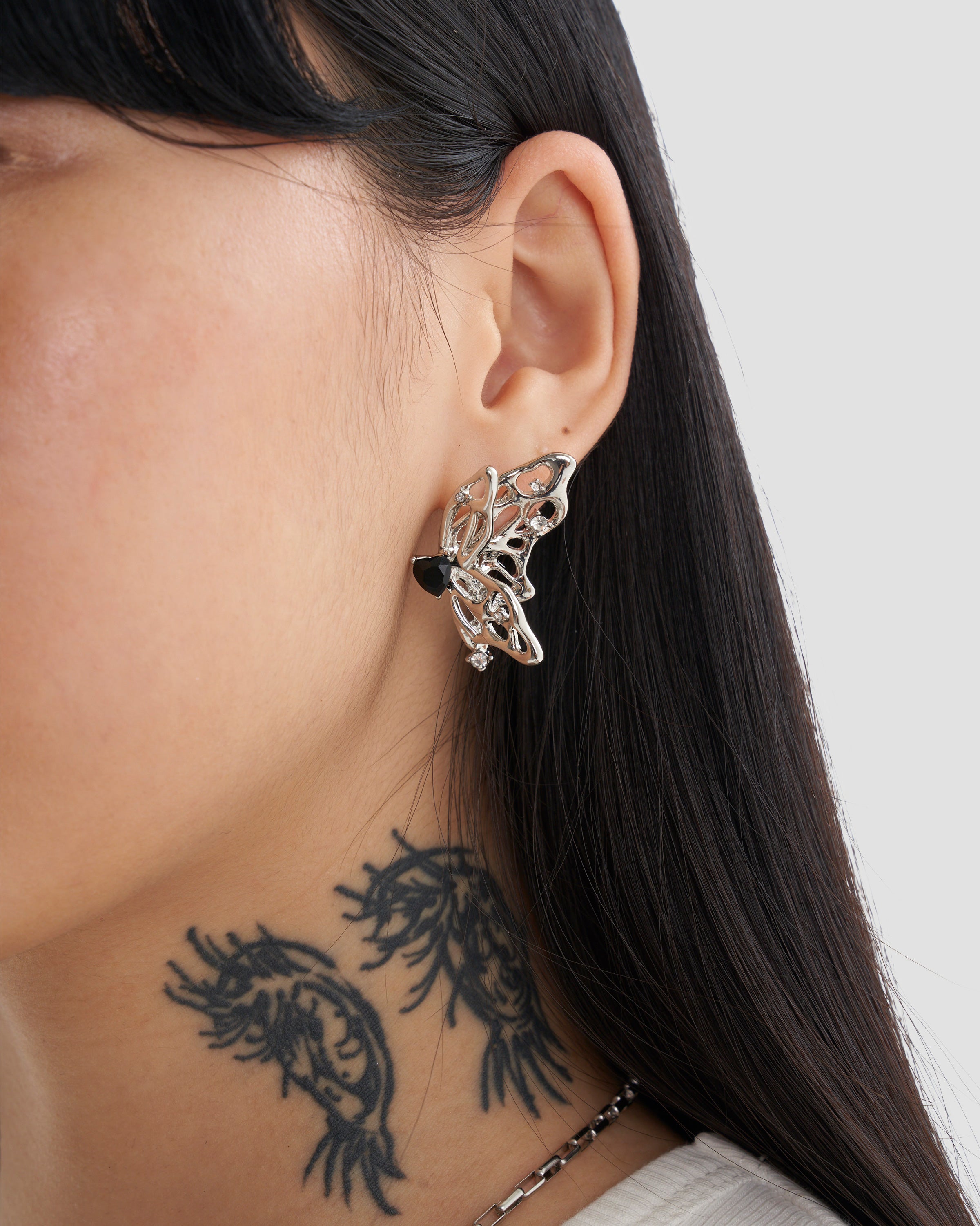Earrings - Butterfly Statement Earrings In Silver | Heretic Nine ...
