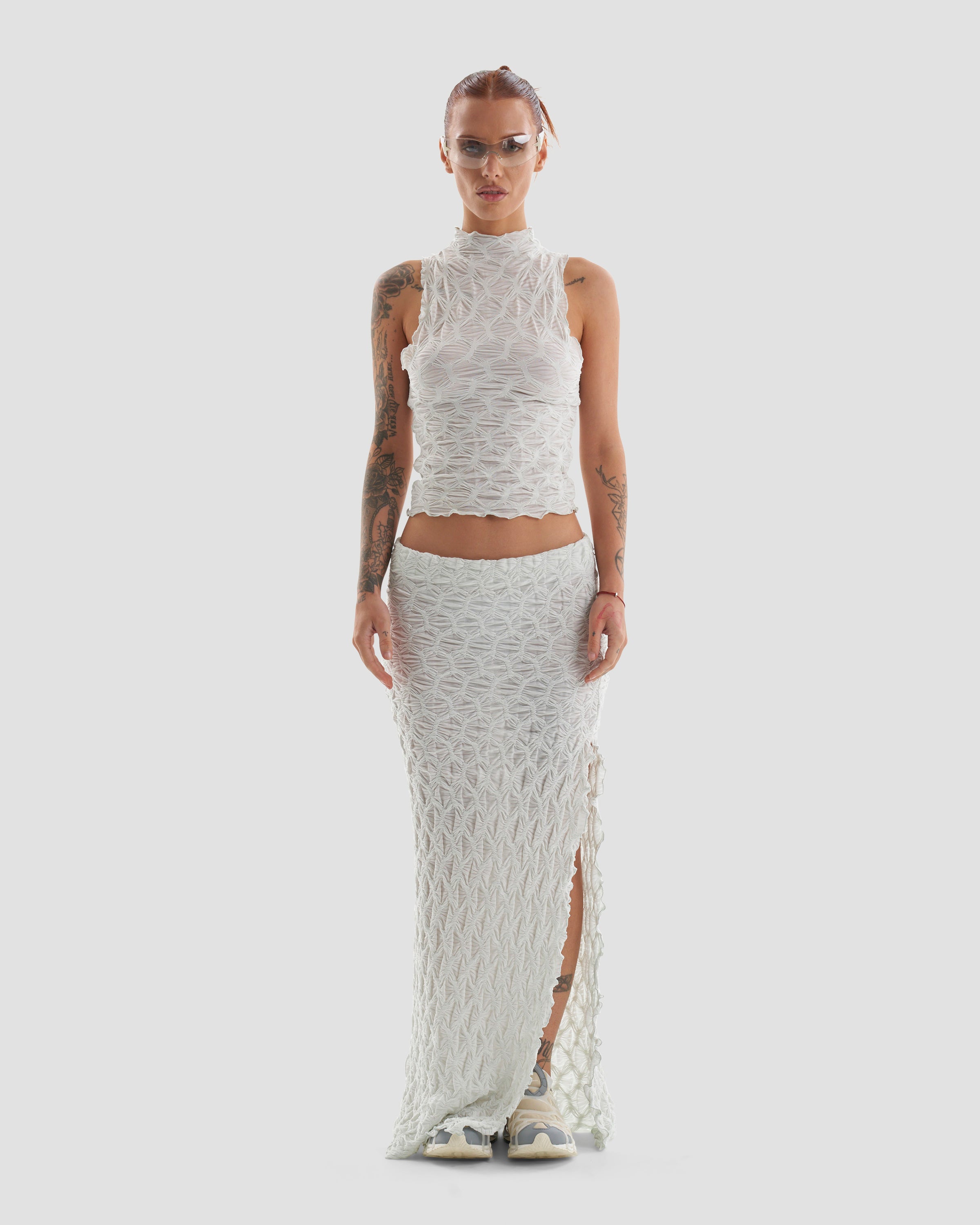 Tops - High Neck Textured Crop Vest In Grey | Heretic Nine – Heretic ...