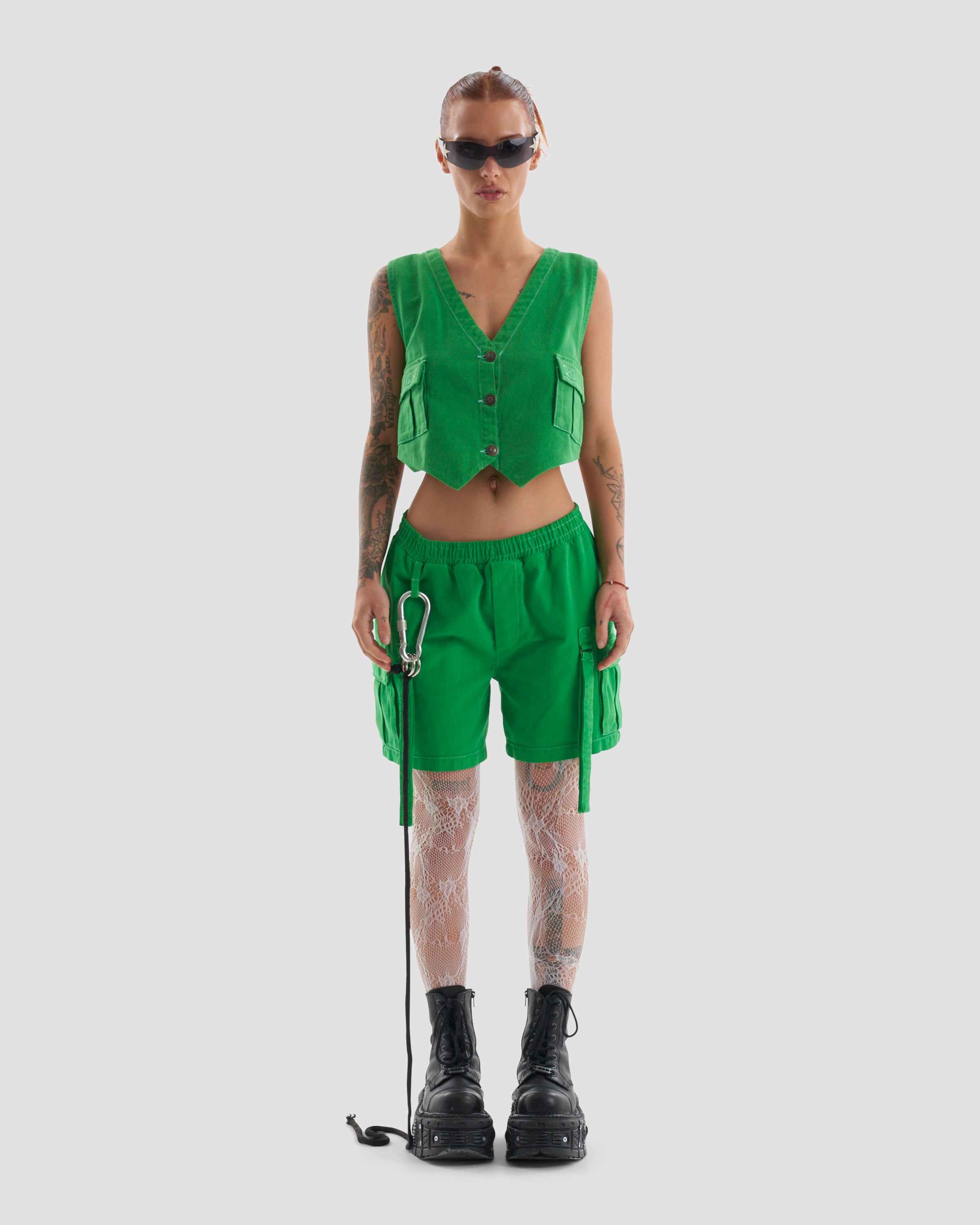 Bottoms - Clubland Co Ord Technical Cargo Shorts in Green – Heretic ...